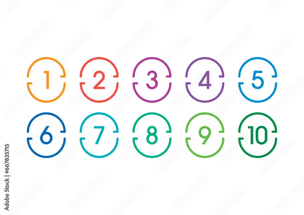 numbers 1-10 in geometric shapes. colored numbers 1-10. colorful ...