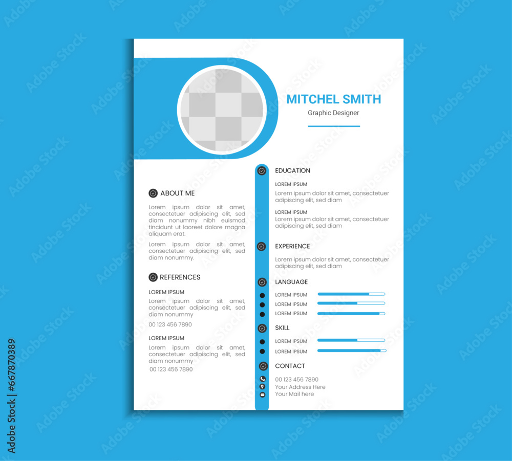 Beautiful CV / Resume template - elegant stylish design , Stock Vector ...