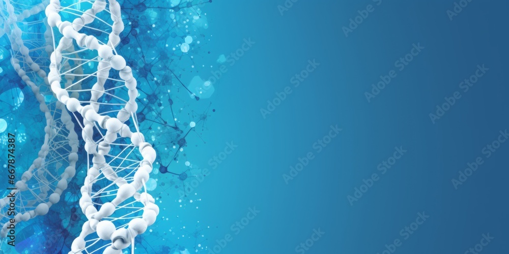 DNA String Floating Above a Blue Background, Examined at the ...