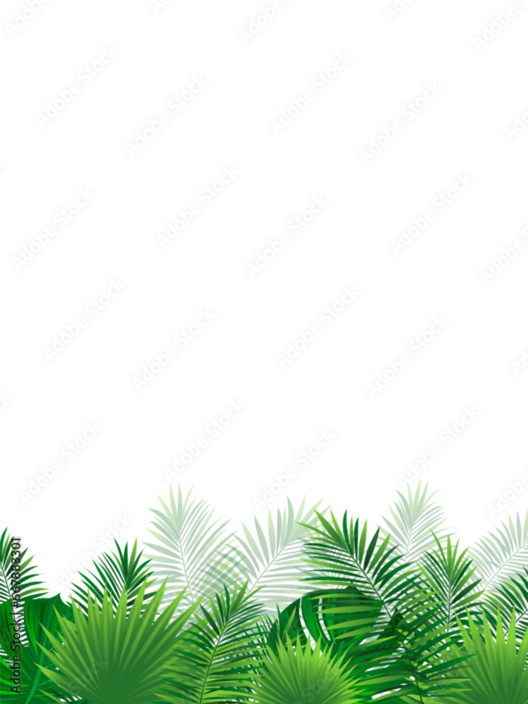 rainforest vertical border frame. Tropical vector illustration with ...