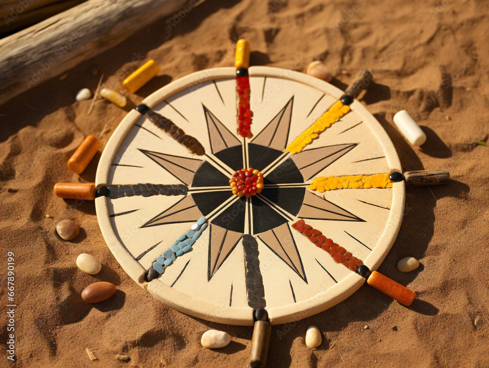 A symbolic Native American medicine wheel representing healing, balance ...