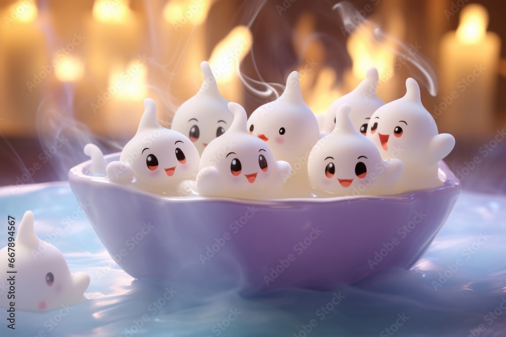 A ghostly gathering takes place in this shot, as ethereal marshmallow ...