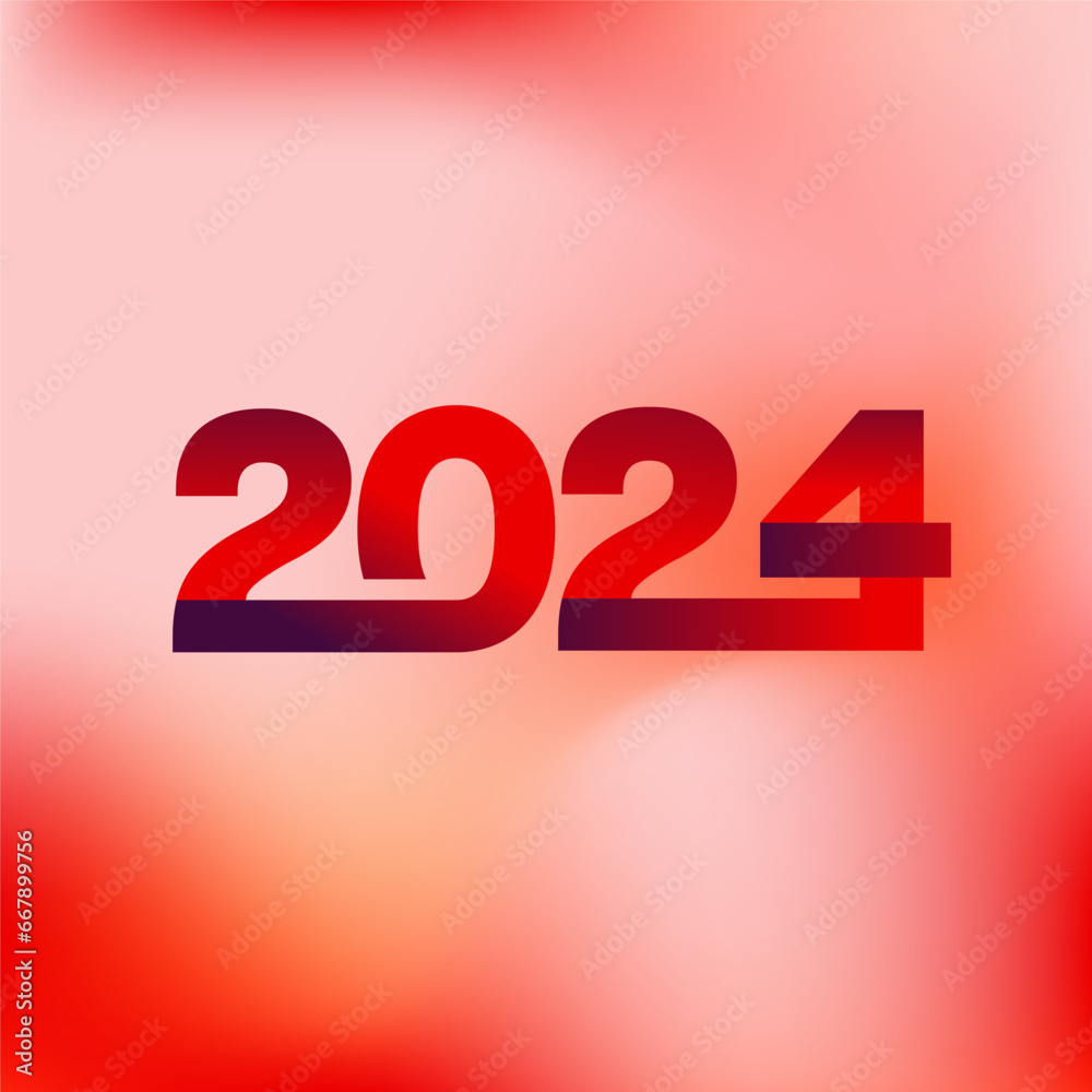 Beautiful flat poster with red 2024 on colorful background for concept ...