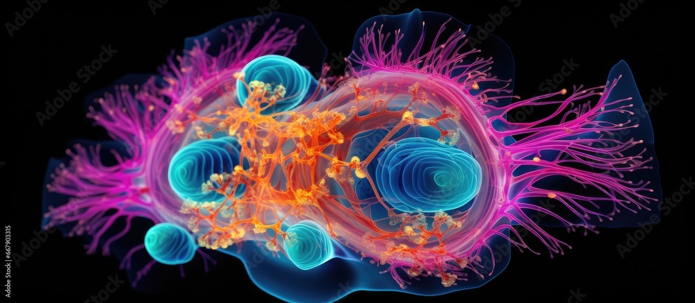 ภาพประกอบสต็อก Mouse brain section labeled with immunofluorescence ...