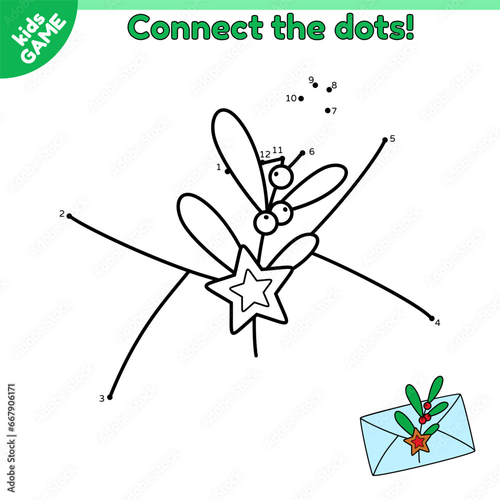 Dot to dot game for children. Christmas letter to Santa Claus. Connect ...