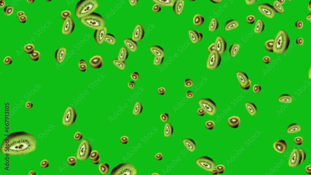Kiwi Falling Slow Motion On Green Screen Background, Kiwi Falling On ...