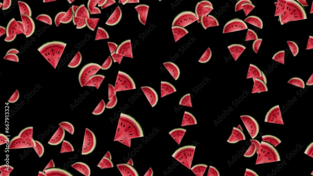 Watermelon Falling Slow Motion On Black Background, Watermelon Falling ...