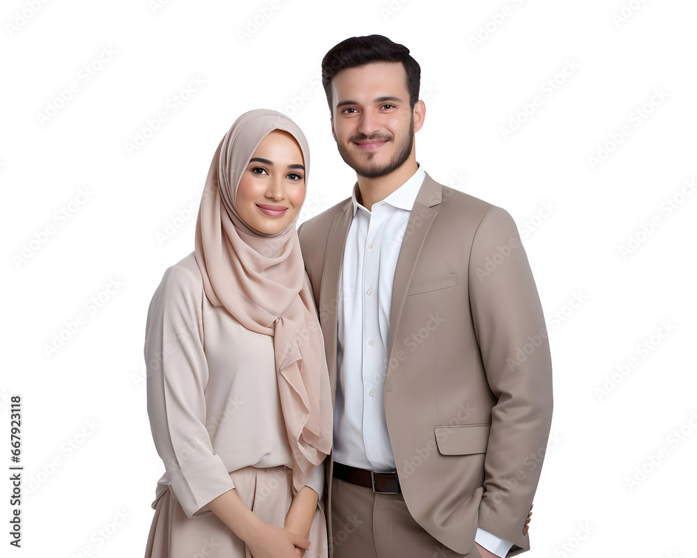 Young Attractive Muslim couple standing together (Cutout PNG) isolated ...