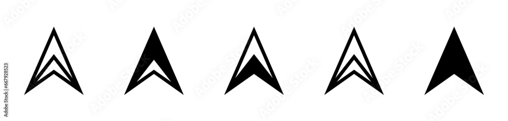 Basic Black and White North Arrow Sign Symbol Icon Set for Map ...