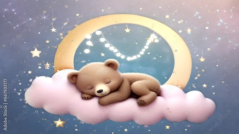 Cartoon illustration of a baby before sleeping. Cute and adorable bear ...