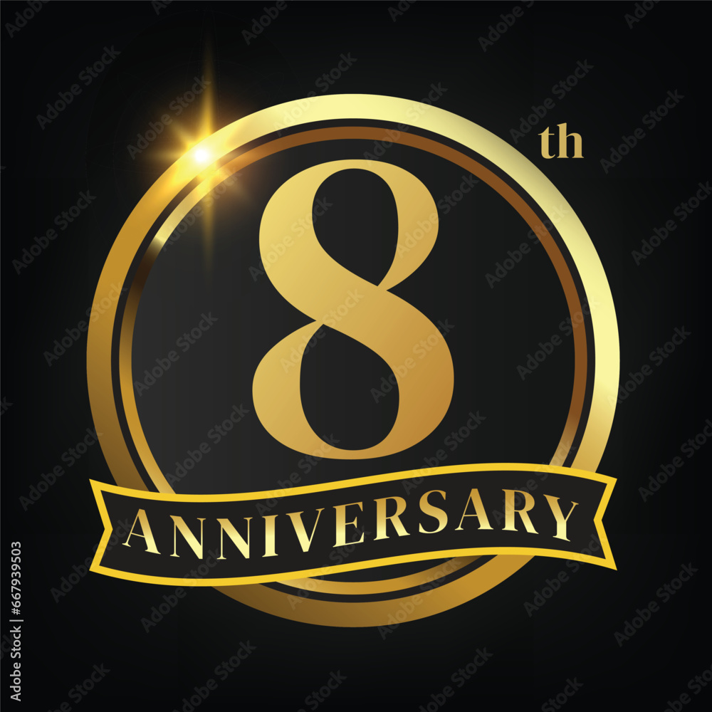 8th golden anniversary logo,with Laurel Wreath and gold ribbon Vector ...