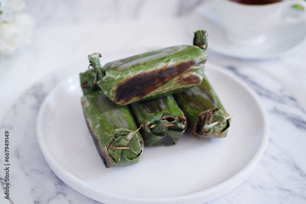 Lemper Bakar. Lemper is a traditional Indonesian snack made of ...
