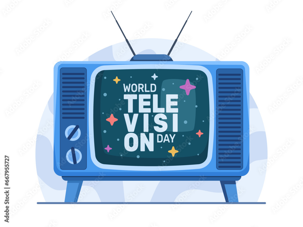 Celebrate World Television Day with this vintage blue television vector ...