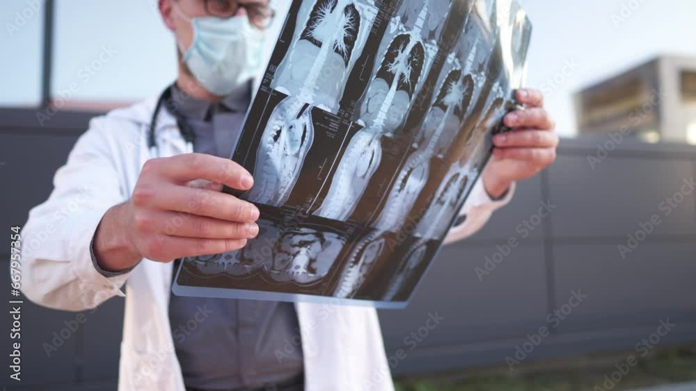 Examination and diagnosis by computed tomography CT scan of lung ...