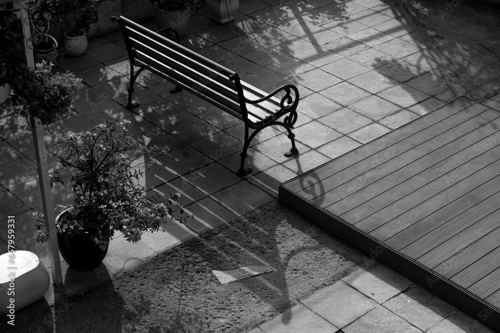 Black and White abstract image of early morning light and shadow ...