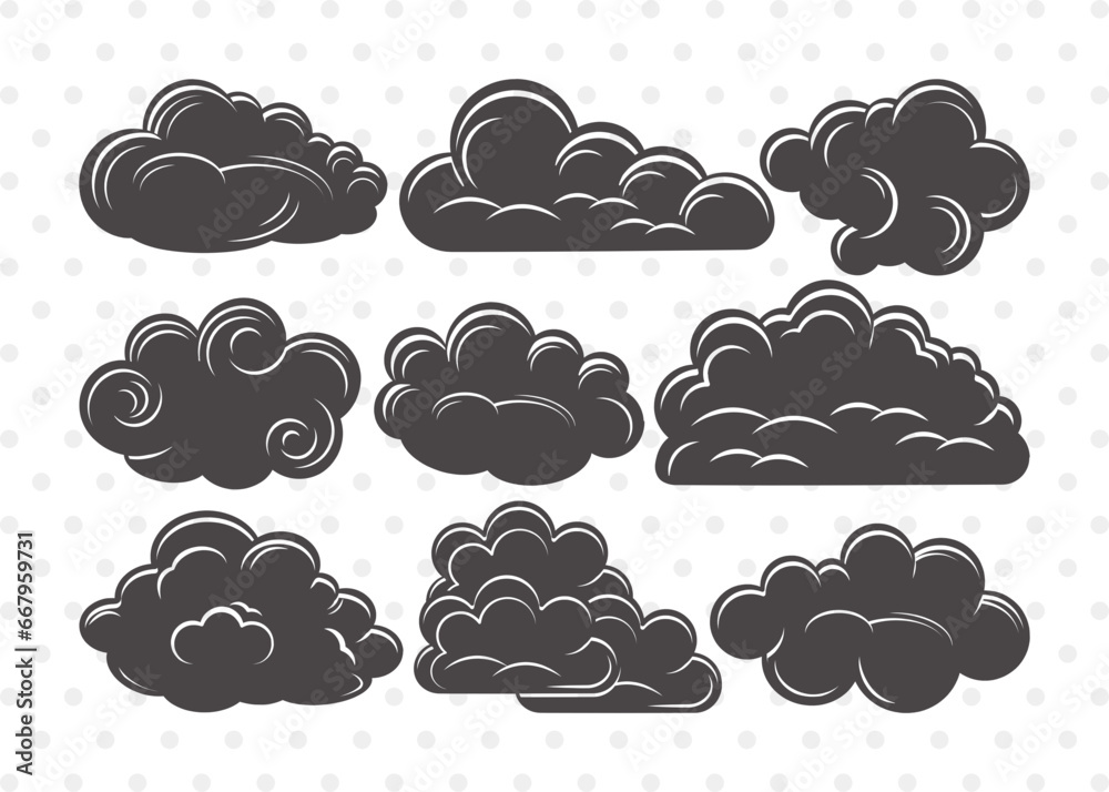Cloud Clipart SVG Cut File | Rain Cloud Svg | Weather Svg | Sky Svg ...