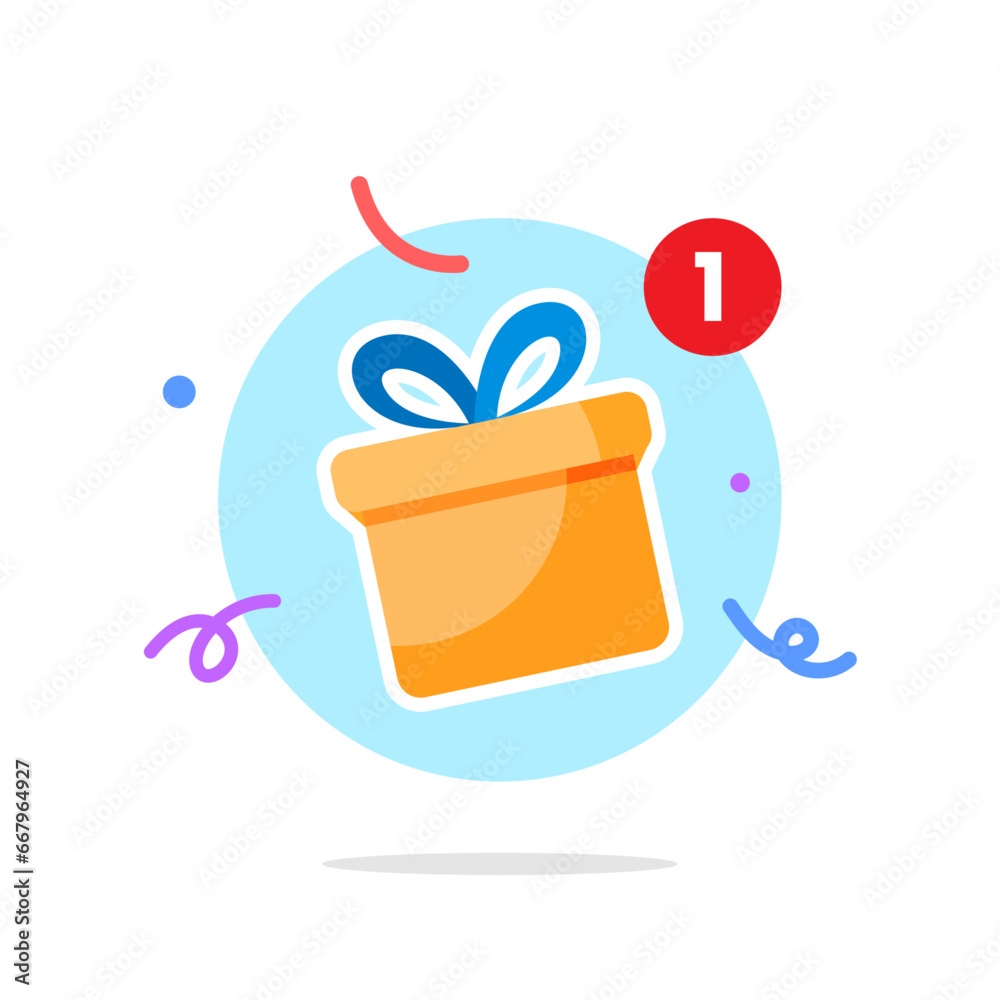 get total number of gift box, tap to open concept illustration flat ...
