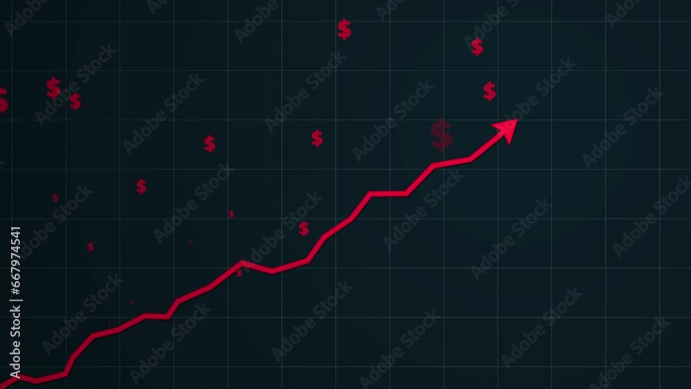 Red Arrow Rising On Grid With Dollar Signs. Price Increase Chart ...