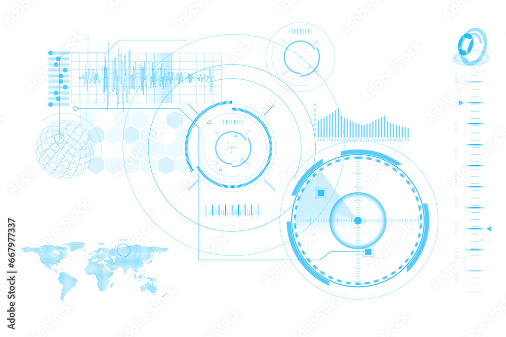 Digital png illustration of blue data and scope scanning on transparent ...