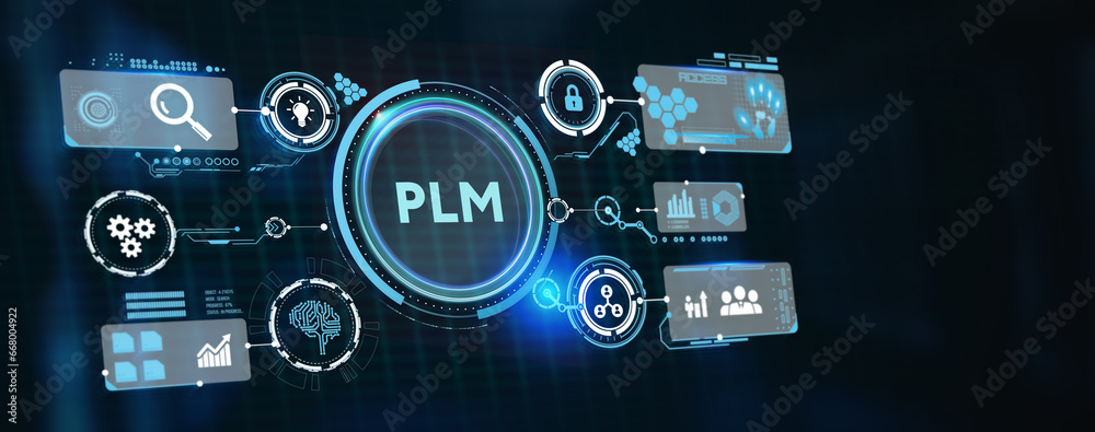 Plakat PLM Product lifecycle management system technology concept ...
