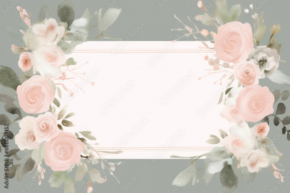 An empty template for a wedding invitation in pastel colors. A blank ...