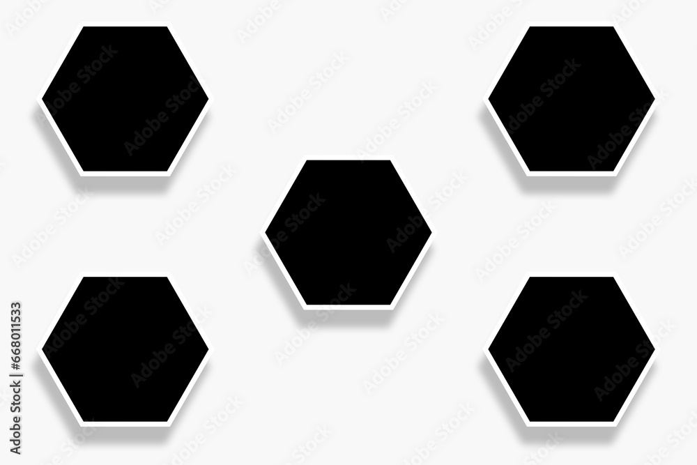5 Blank polygon photo frames of hexagon shapes in a simple & creative ...