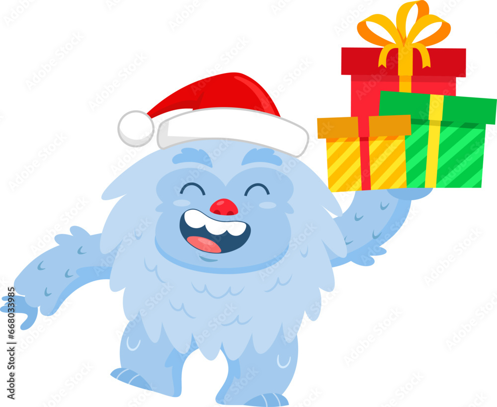 Vektorová grafika „Cute Christmas Christmas Yeti Bigfoot Cartoon ...
