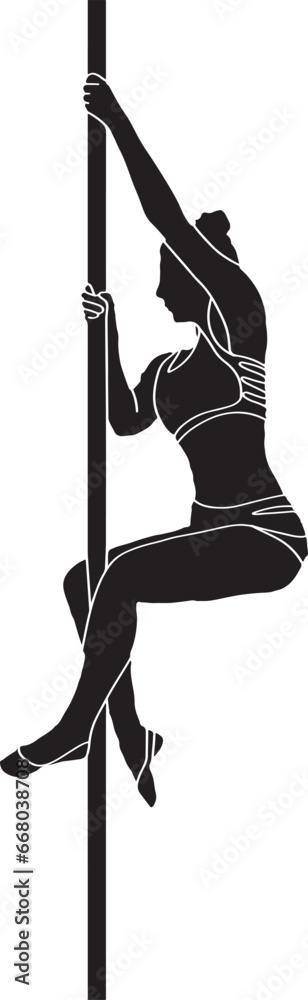 Pole Dance Artistry: Vector Illustration of Pole Girl Dancer, Dynamic ...