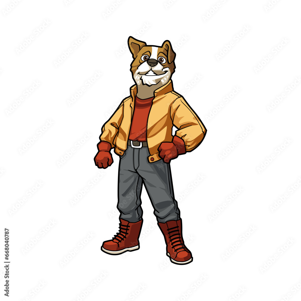 Optimistic Star Canine Cartoon Character Illustration in Yellow Jacket ...