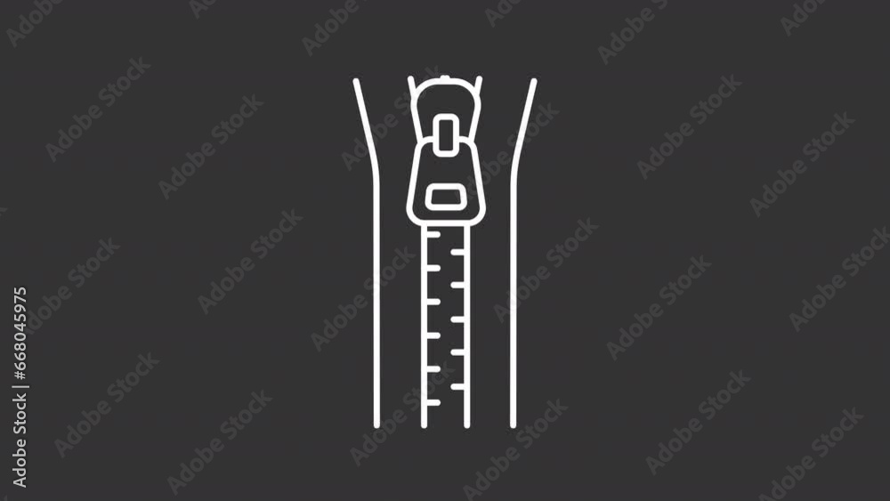2D white simple thin line animation of zipper repair icon, HD video ...
