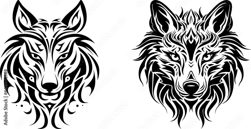 Fenrir of mythology tattoo hand draw vector. Black wolf pattern vector ...