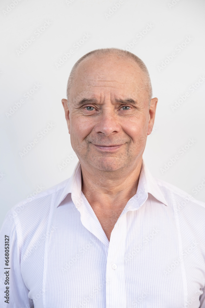 Positive senior 60-65 years old citizen enjoys life and smiles, close ...