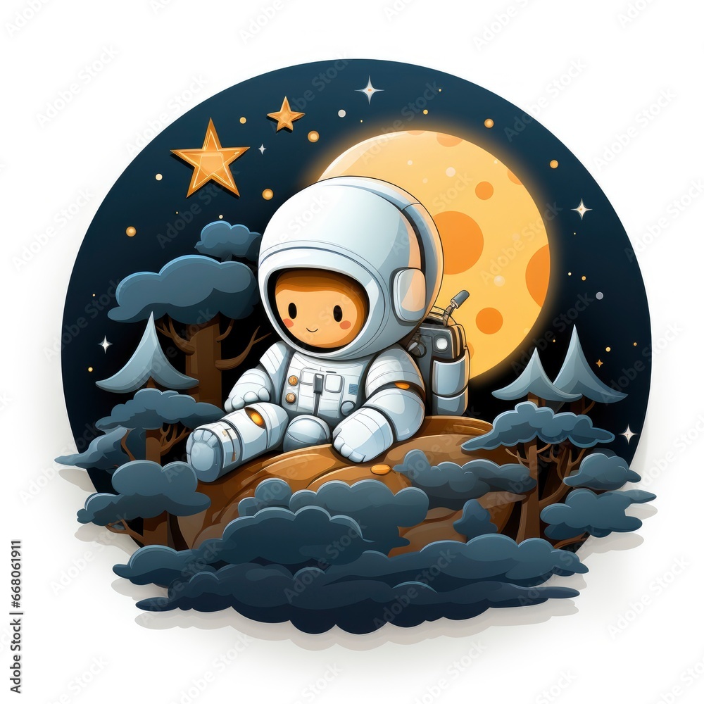 Astronaut Sleeping Tree ,Cartoon Illustration, For Printing Stock ...