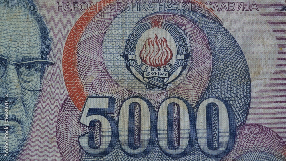 Old money. Yugoslavian money. Old paper money. Josip Broz Tito Stock ...