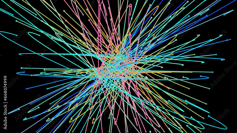 Crossing light beams. Energy flow Laser lines. Neon plexus knots ...