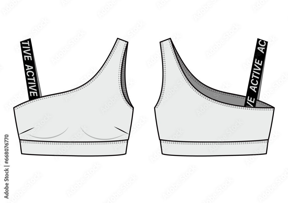 Illustration of active bra, Fashion Flat Sketch Vector Illustration ...