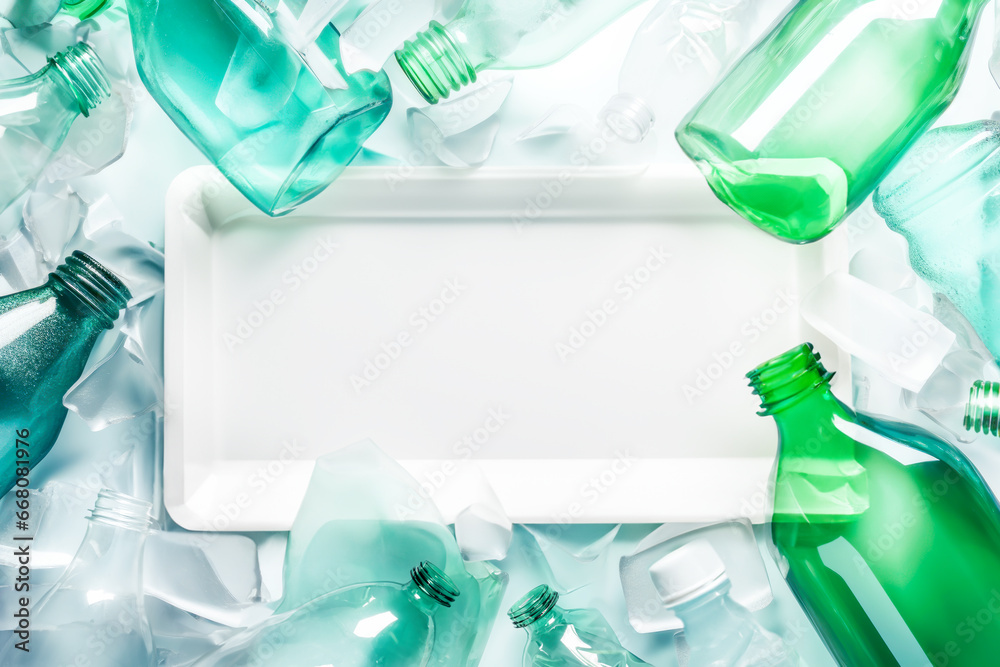Plastic waste. Crashed empty colored plastic bottles on white ...