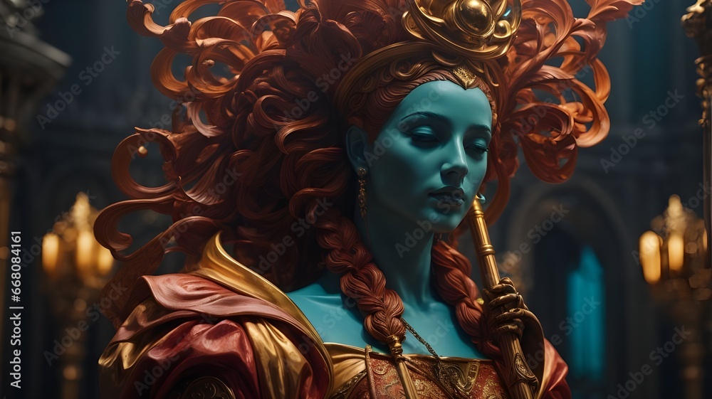 Queen in Fantasy Portrait - Beautiful dark princess using black magic ...