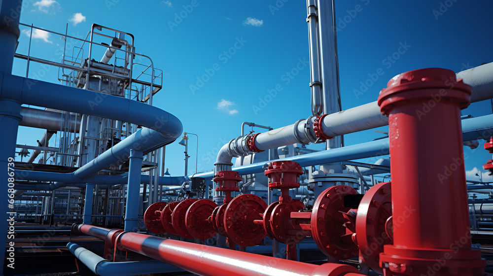 Industrial Plant Infrastructure. Petrochemical transport system, gas ...