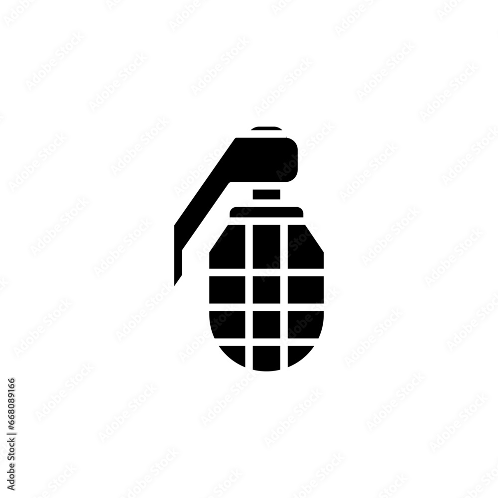 Grenade in black fill silhouette icon. War design element template ...