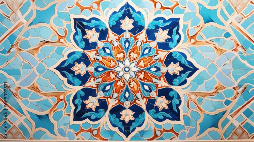 Traditional Persian mosaic wall detail with geometric and floral ...