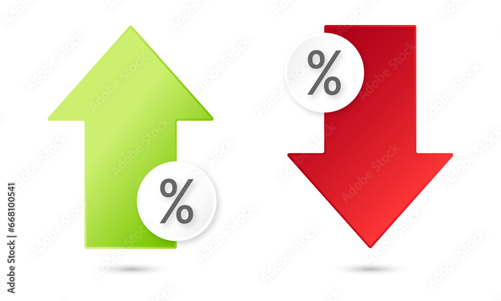 percentage arrow symbol up down, percent arrow icon increase decrease png illustration on ...