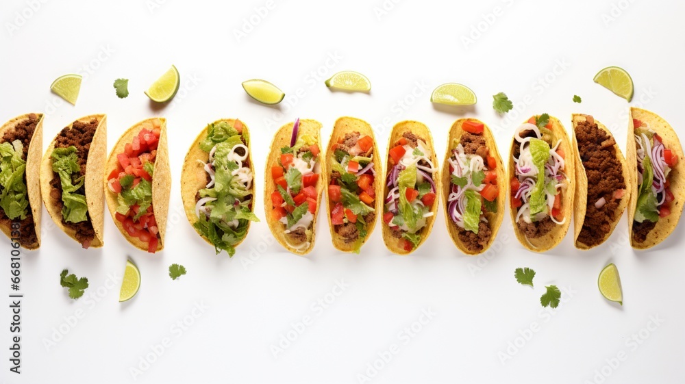 Circle tacos mexican flat food white background image Ai generated art ...