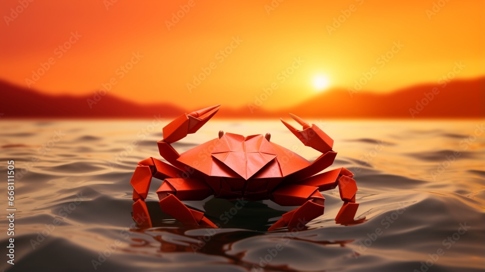 Easy origami crab kids tutorial craft picture Ai generated art Stock ...