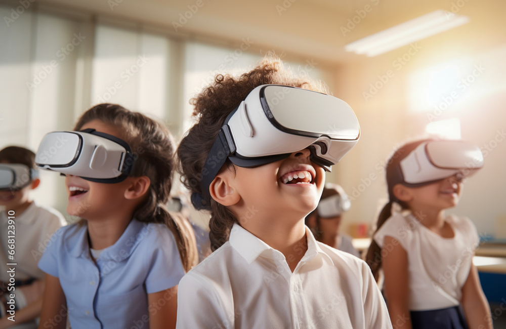 New Generation Alpha Kids Using VR Headsets for Education. Gen Alpha ...