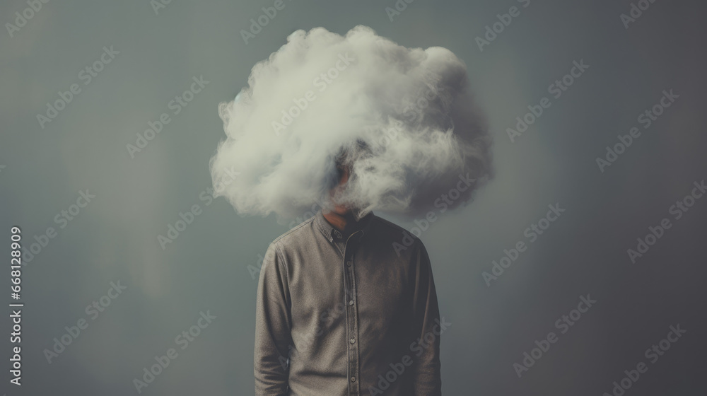 Man in suit obscured by ethereal cloud, symbolizing mystery ...