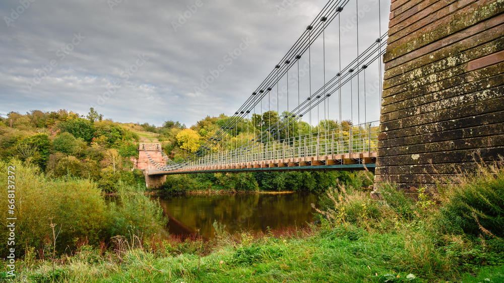 Union Chain Bridge above River Tweed. The Union Chain Bridge is a ...