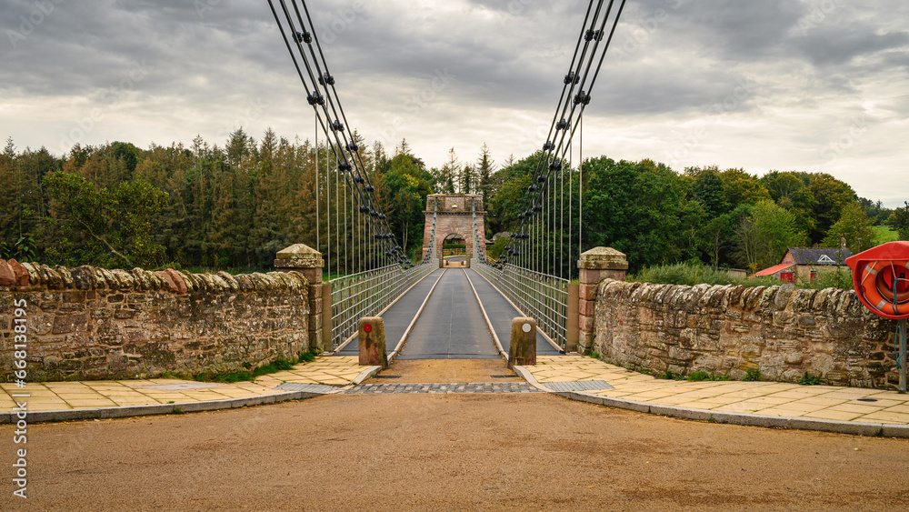 Union Chain Bridge entrance from England. The Union Chain Bridge is a ...