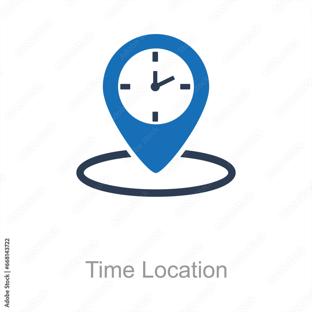 Time Location and location icon concept Stock Vector | Adobe Stock