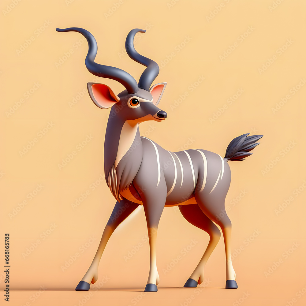 cartoon character of a kudu antelope with long horns Generative AI ...